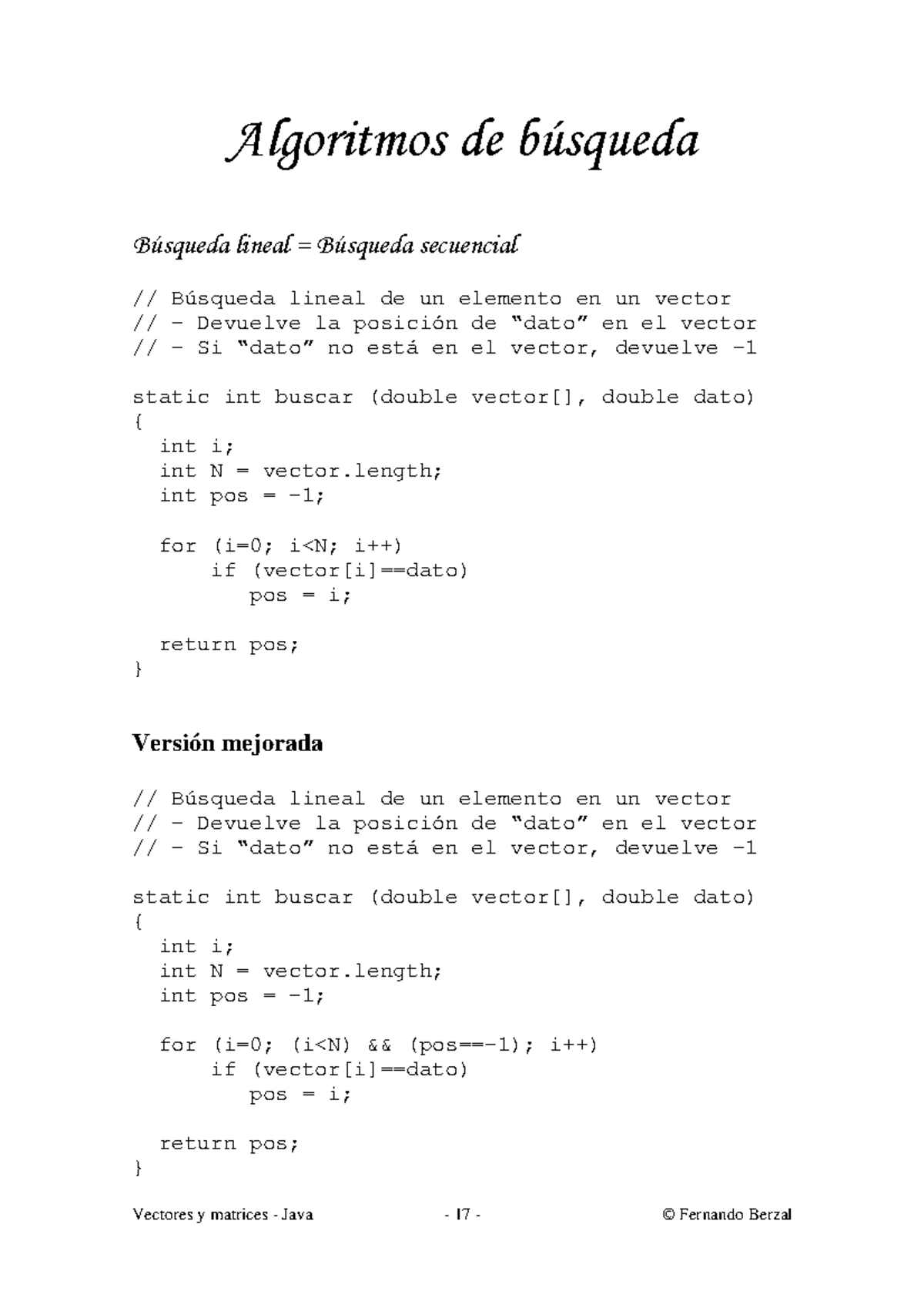 Algoritmos de Búsqueda en Java: Búsqueda Lineal y Binaria - Studocu