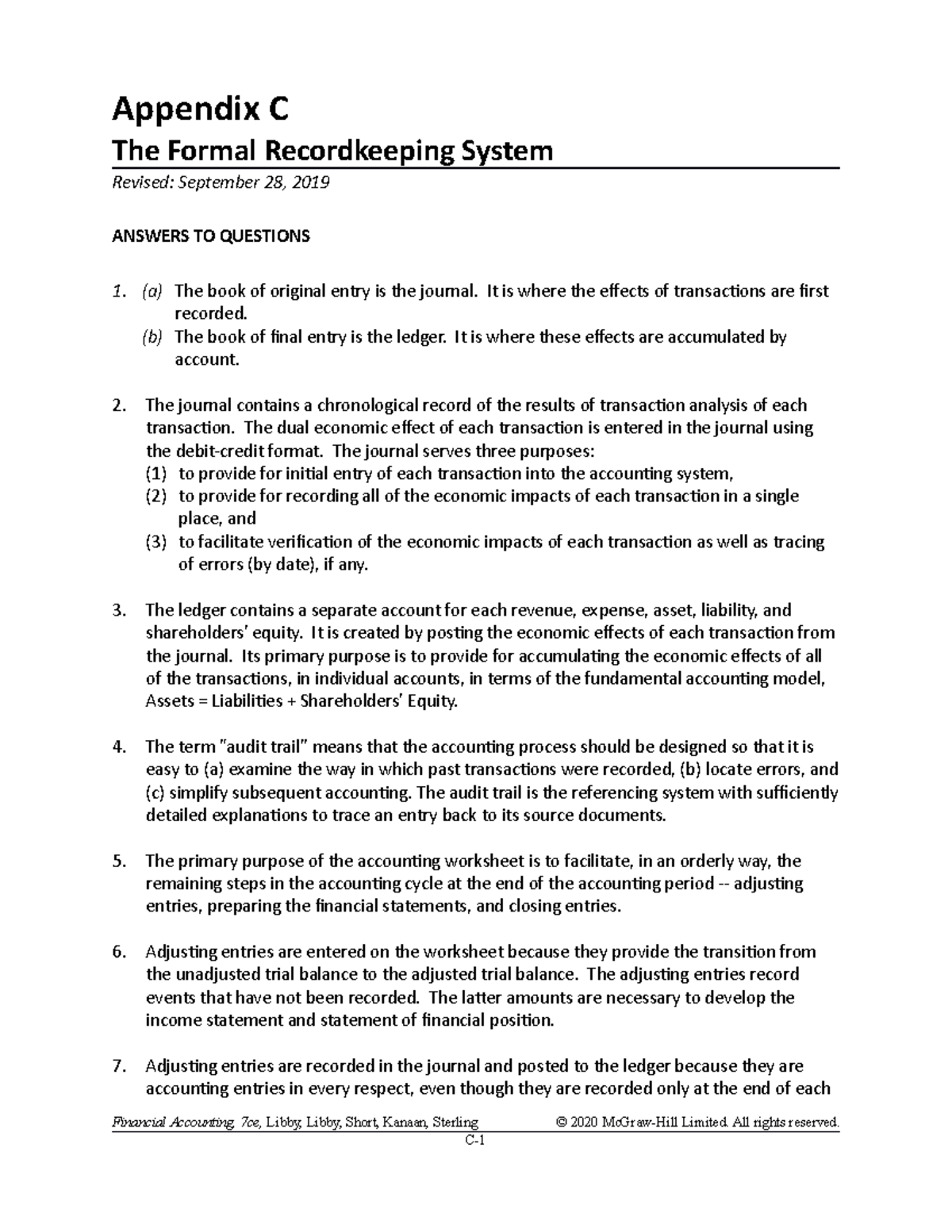 Class notes for buisness - Appendix C The Formal Recordkeeping System ...