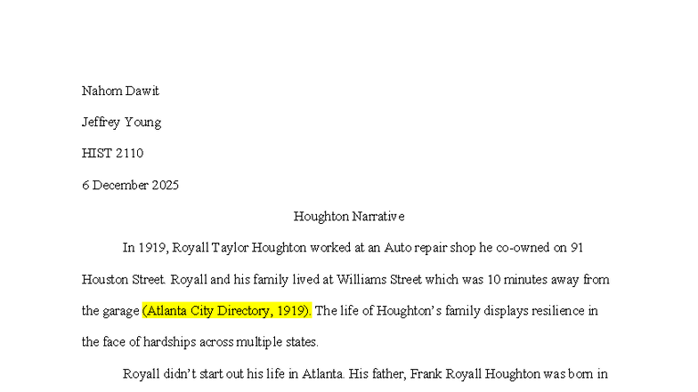 HIST 2110: The Houghton Family's Resilience Through Time - Studocu