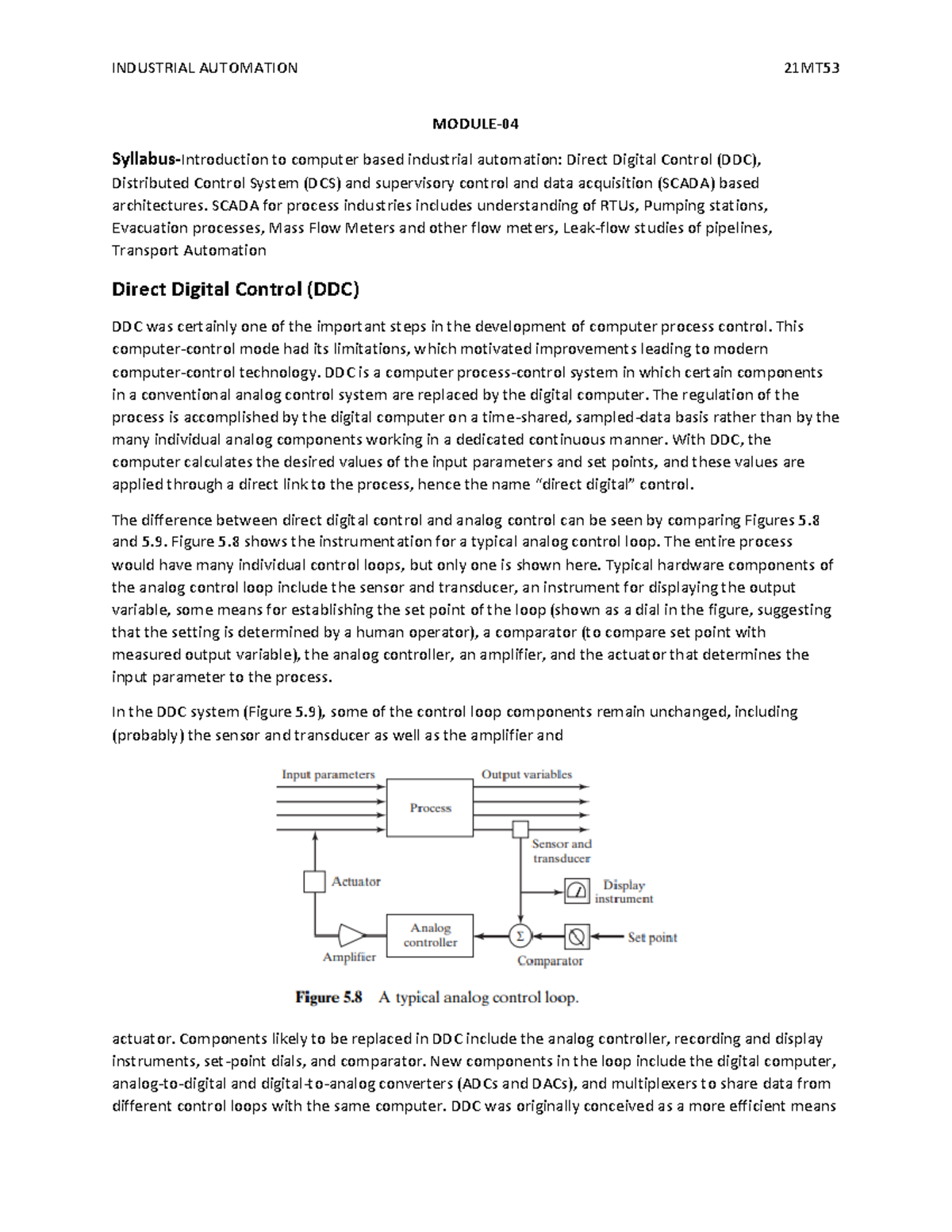 Module-04: DDC, DCS, and SCADA Notes for Industrial Automation - Studocu