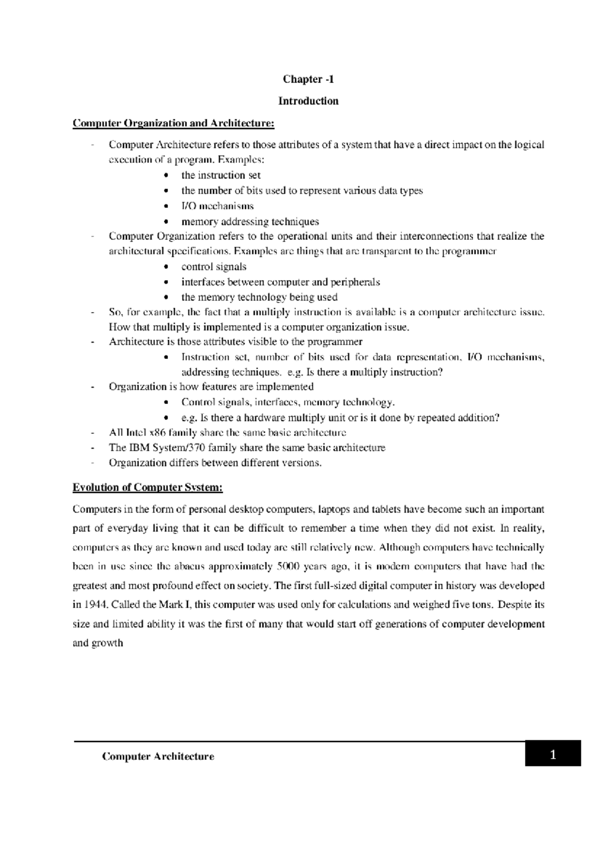 Computer Architechture PU late - Chapter Introduction Computer Organization and Architecture ...
