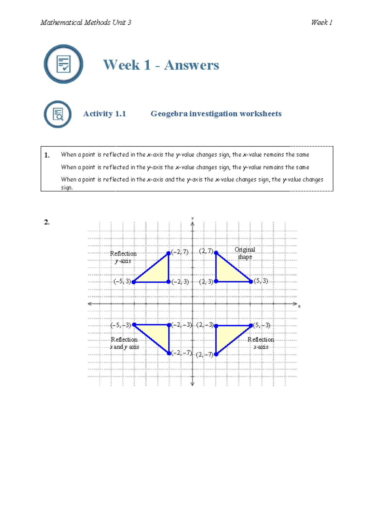 Mathematical Methods Unit 3 Week 1 Solutions and Activities - Studocu