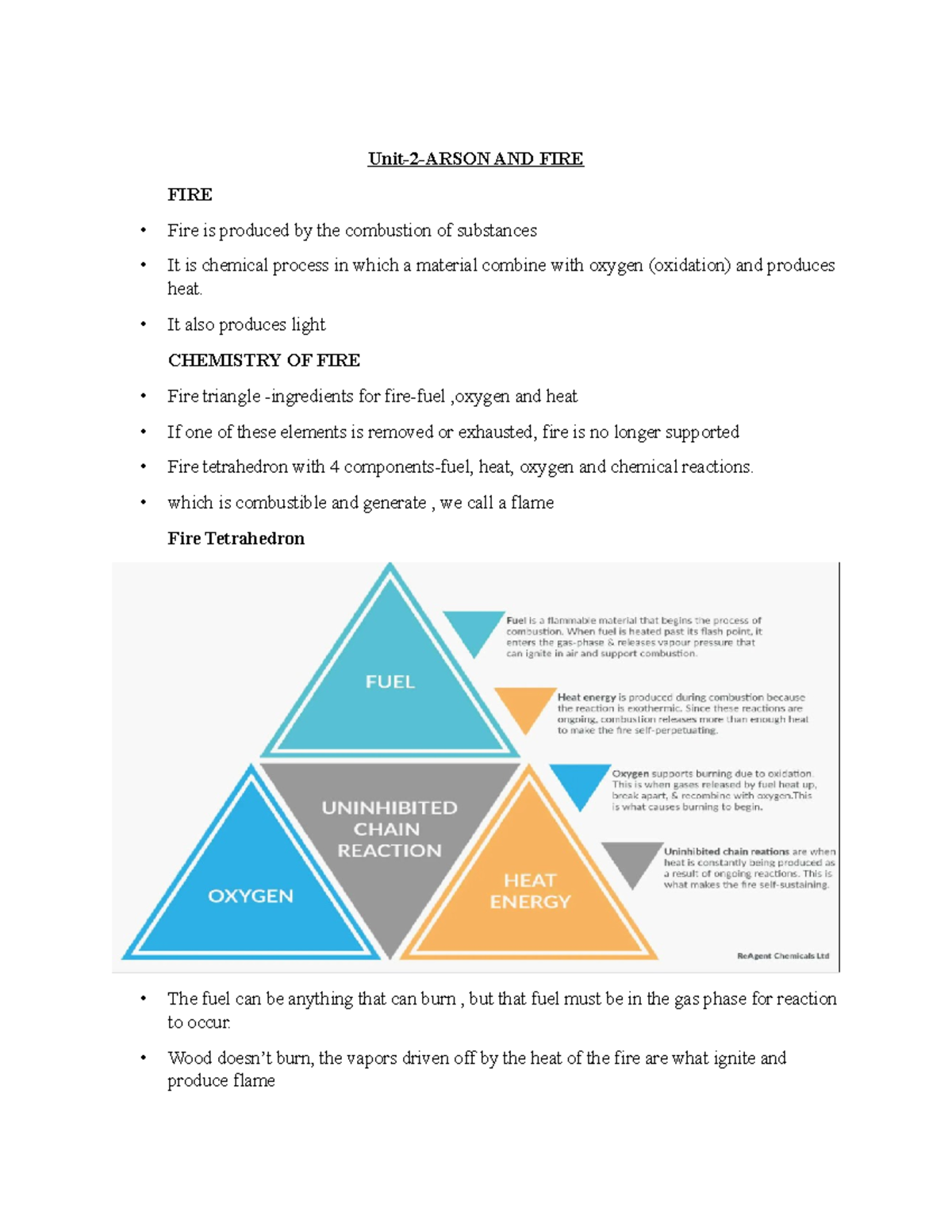 Arson and fire notes - Forensic chemistry - Unit-2-ARSON AND FIRE FIRE ...