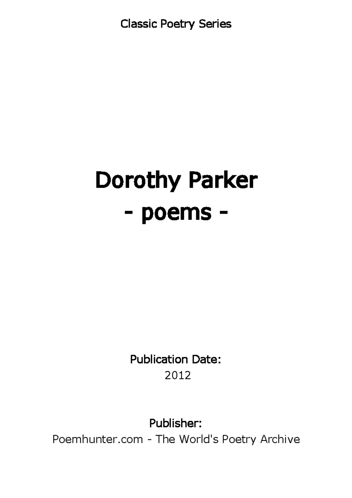 Resume By Dorothy Parker Poem Analysis - Classic Poetry Series Dorothy ...