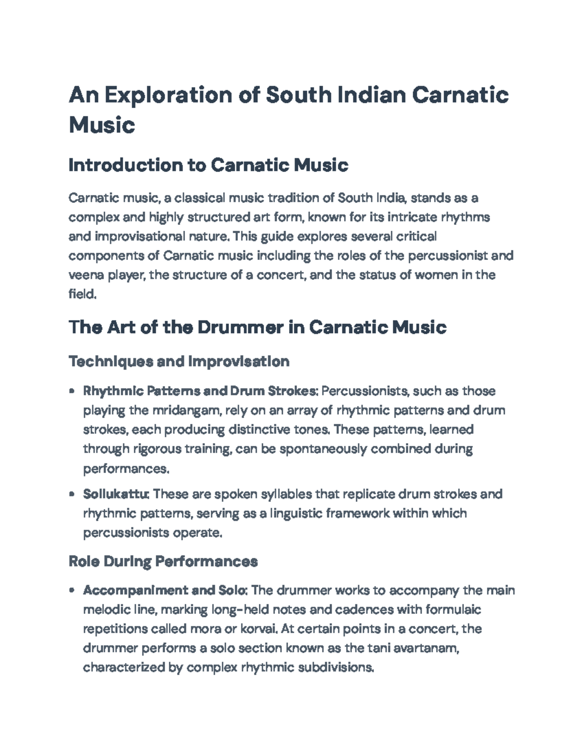 Exploring South Indian Carnatic Music: Techniques, Performers, and ...