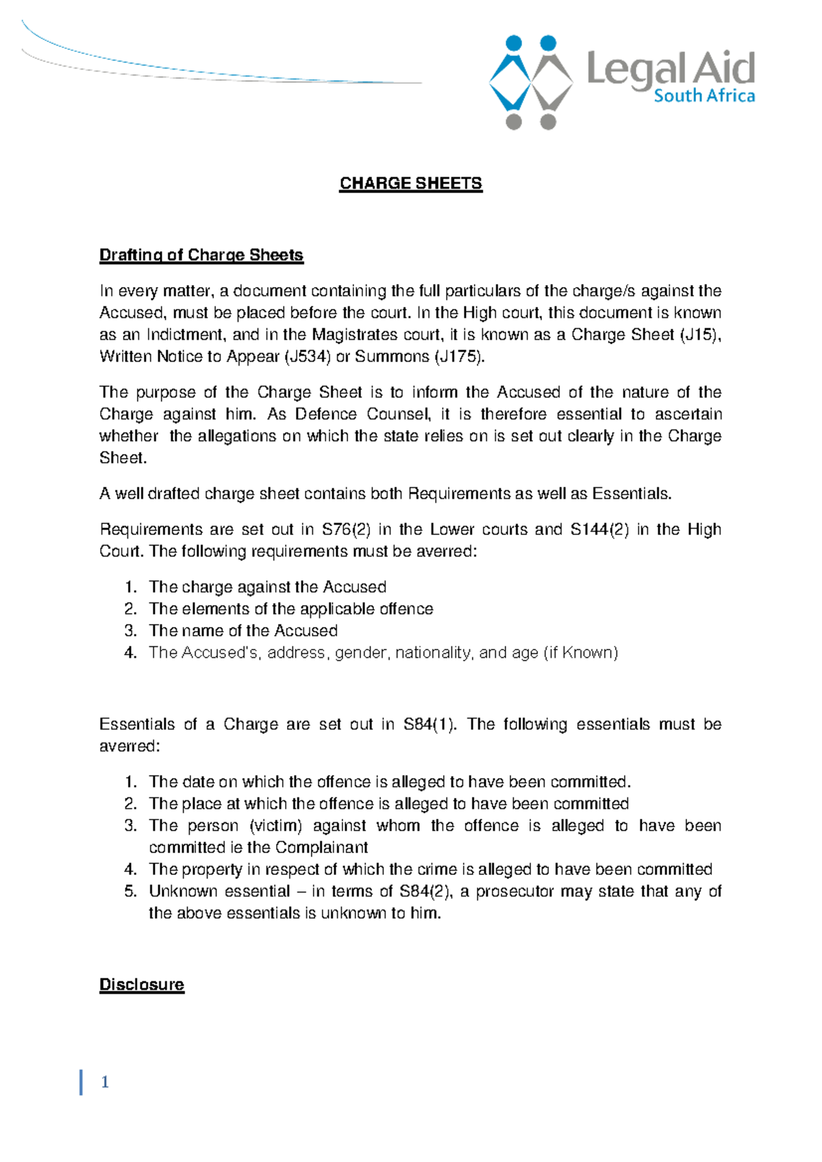 Drafting Charge Sheets: Essential Requirements & Procedures (J15) - Studocu