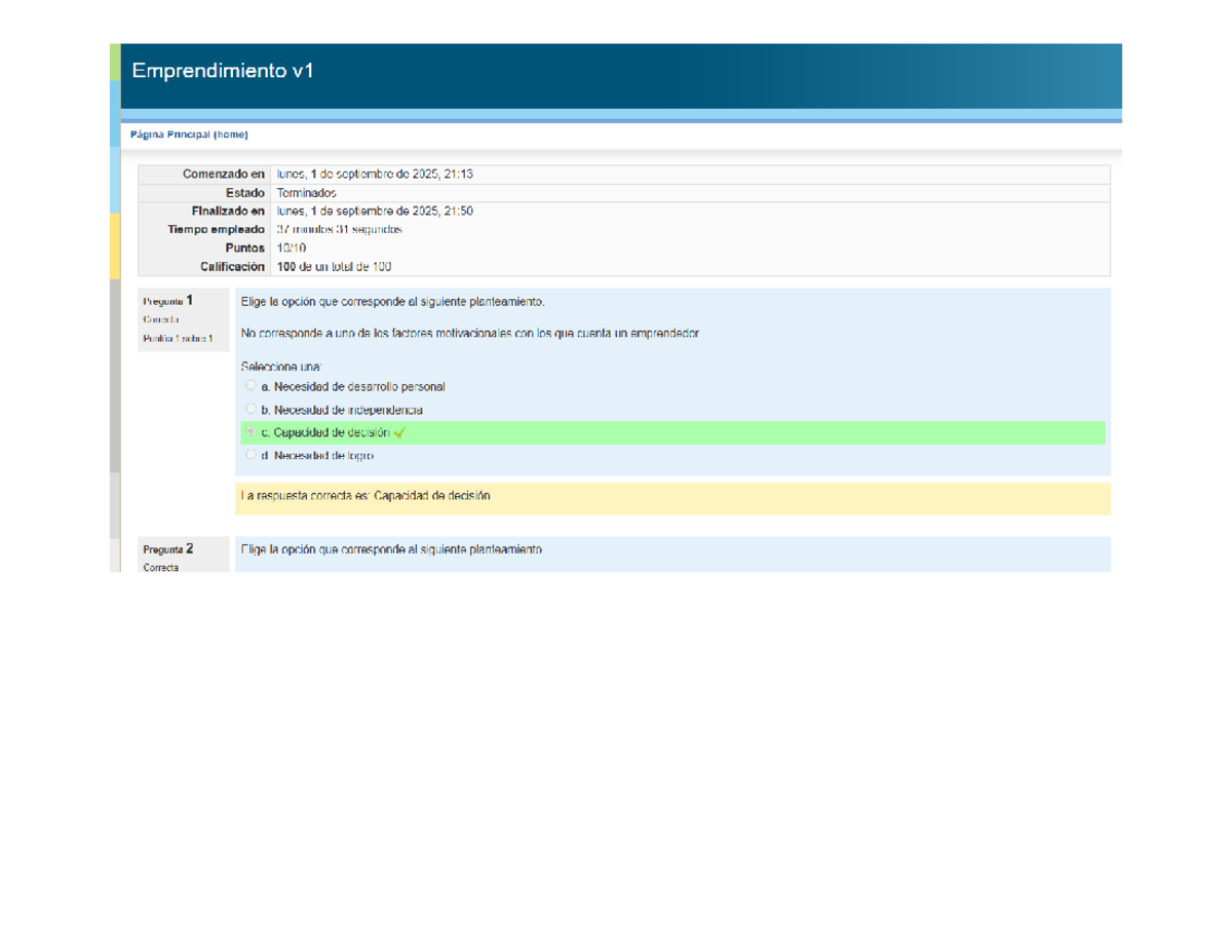 EA2. Ejercicios sobre el Perfil del Emprendedor - Studocu