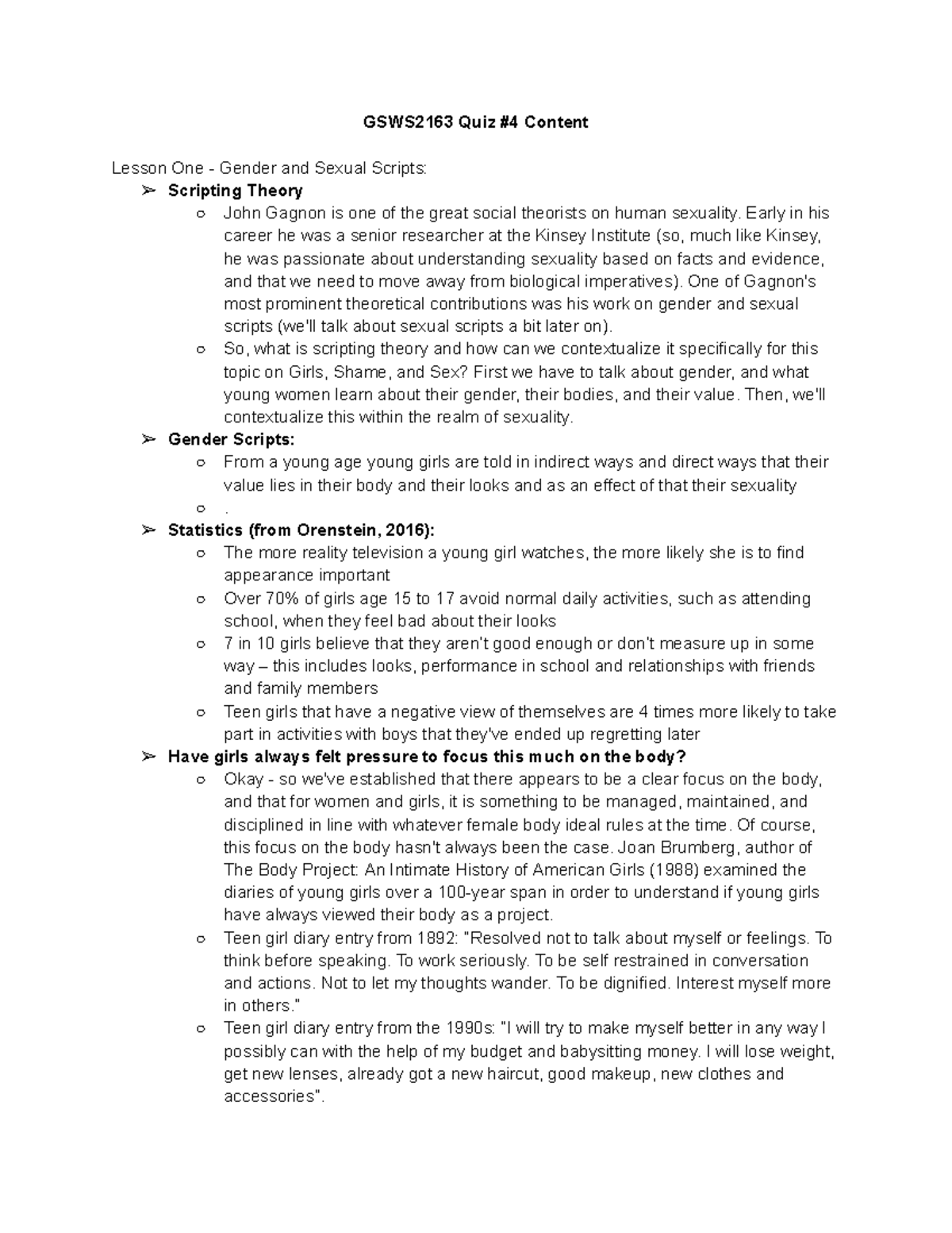 GSWS2163 Quiz #4: Gender and Sexual Scripts in Context - Studocu