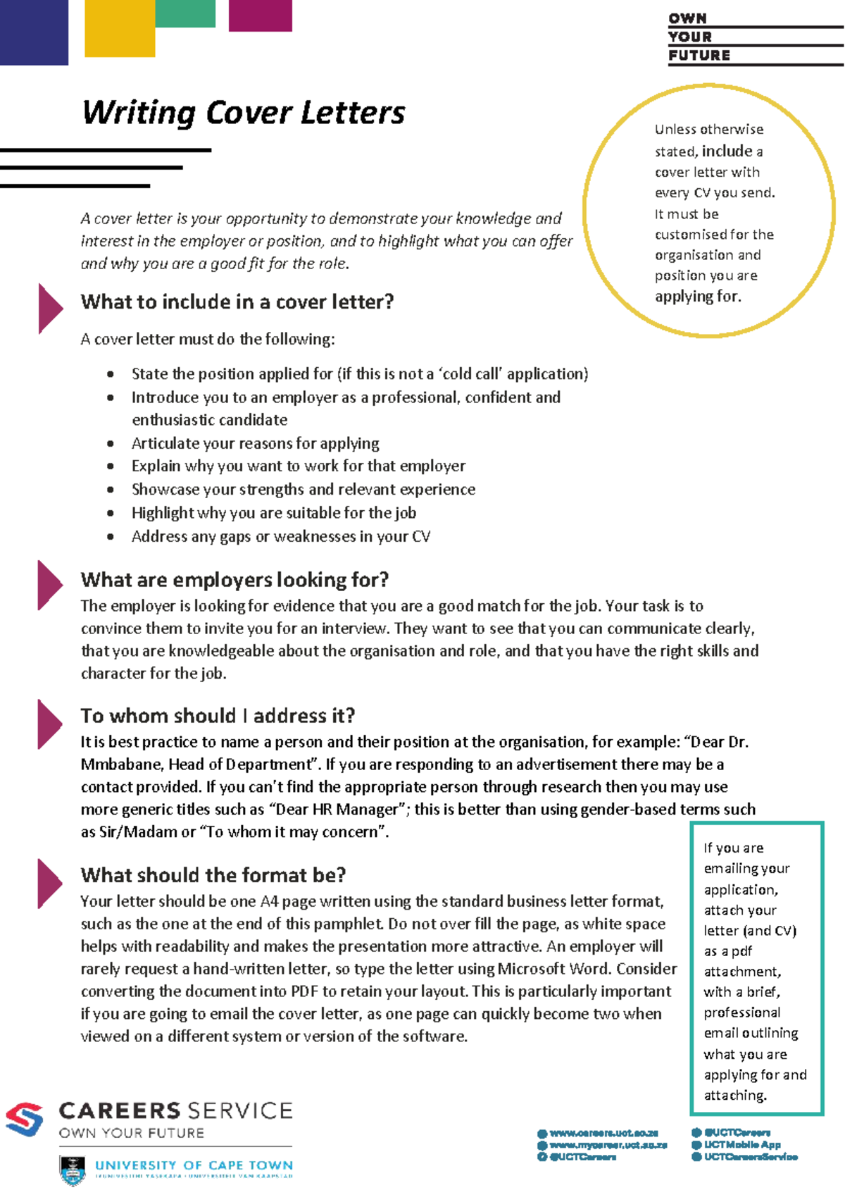 Cover Letter Writing Guide for 2019 Applications - Studocu