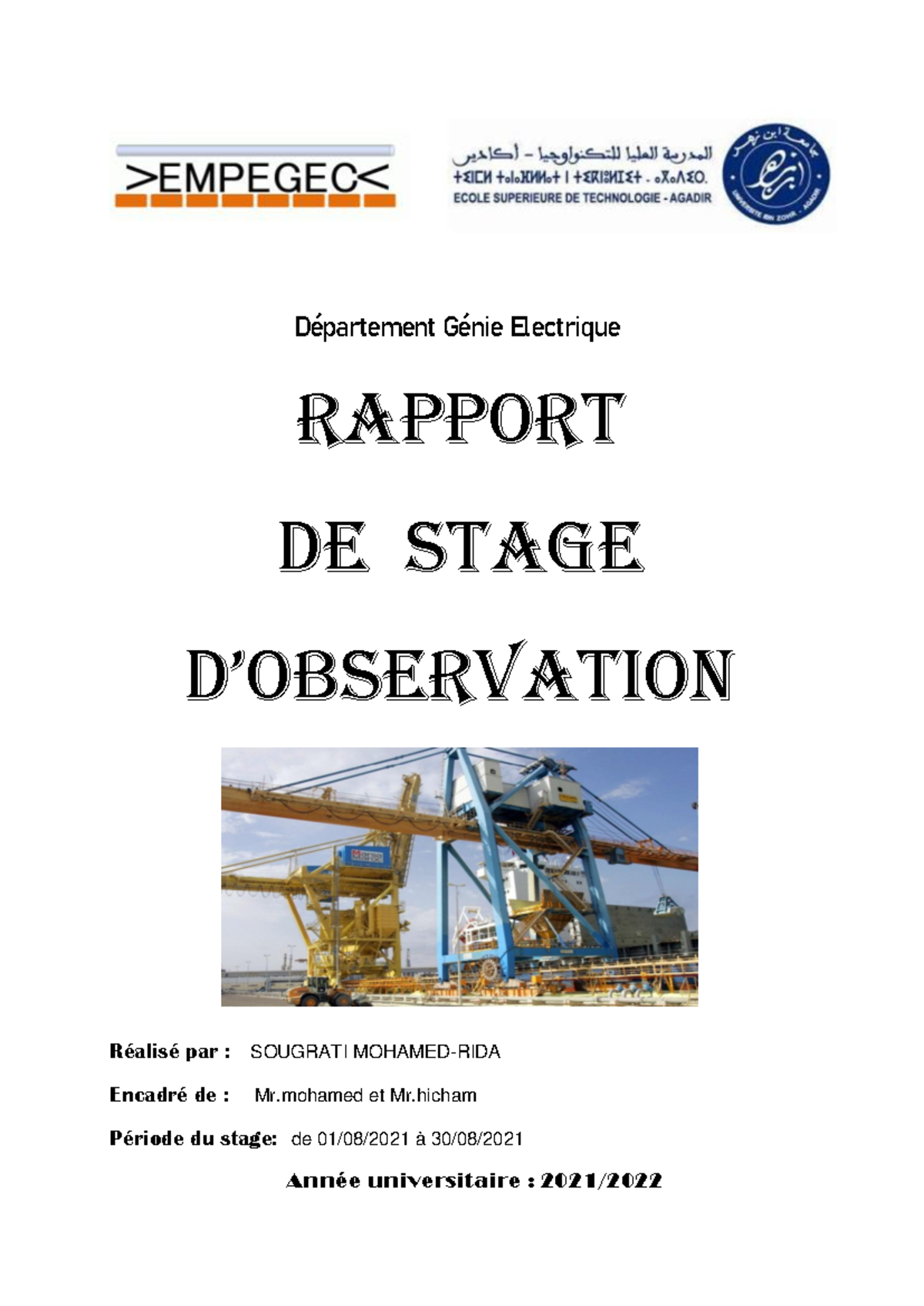 Rapport de Stage d'Observation en Génie Electrique (2021) - Studocu