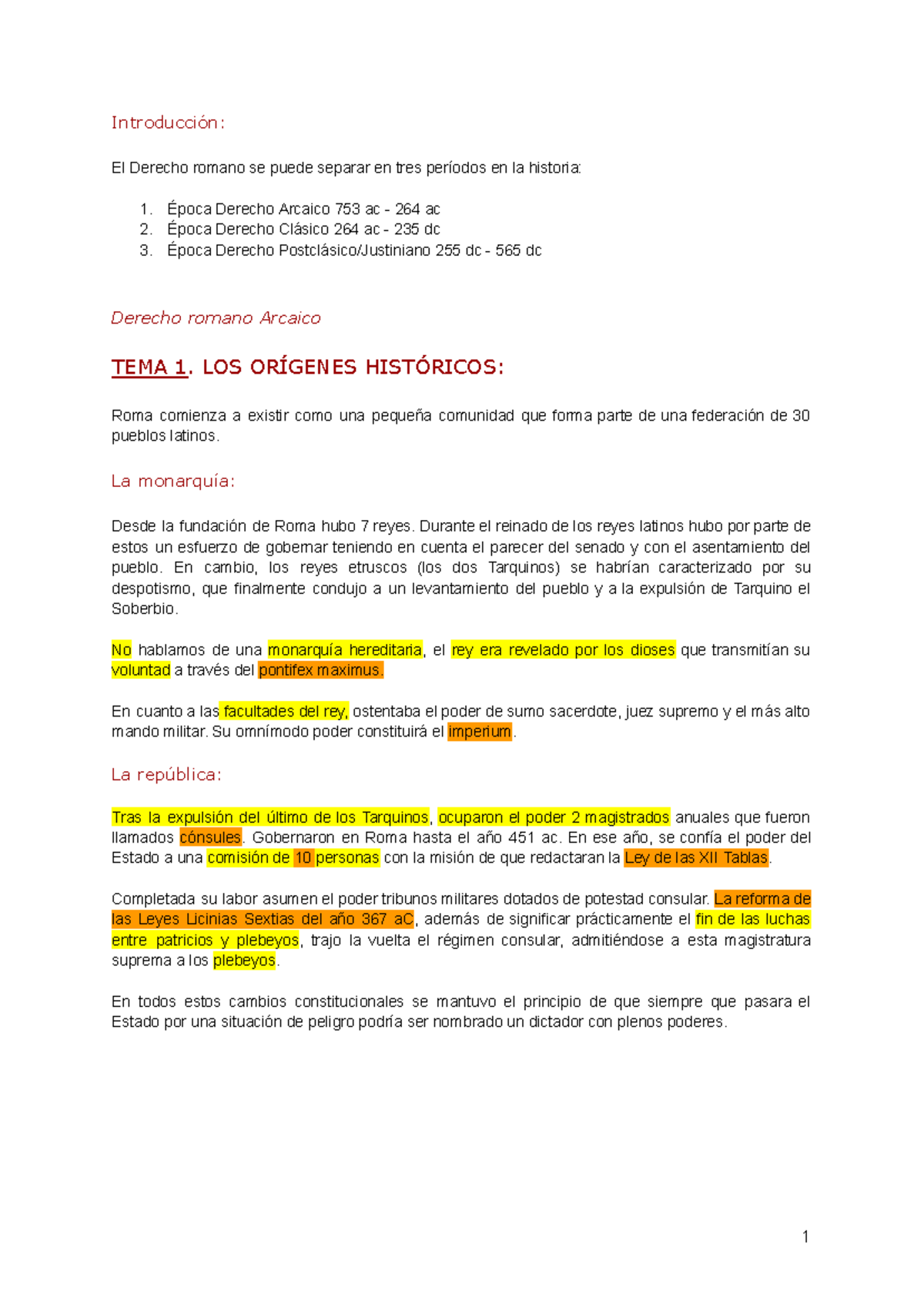 Derecho Romano 3º: Introducción a la Historia y Organización ...