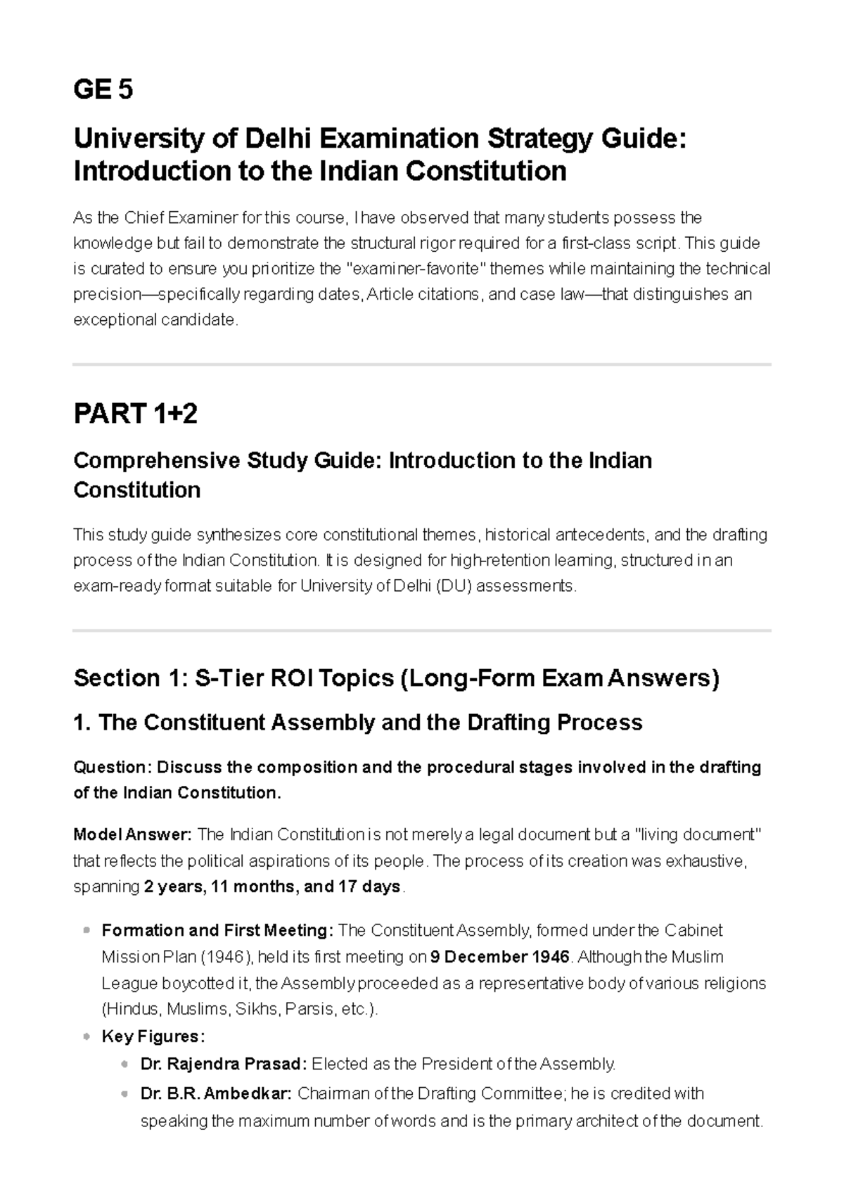 GE 5 - Comprehensive Examination Strategy Guide: Indian Constitution ...