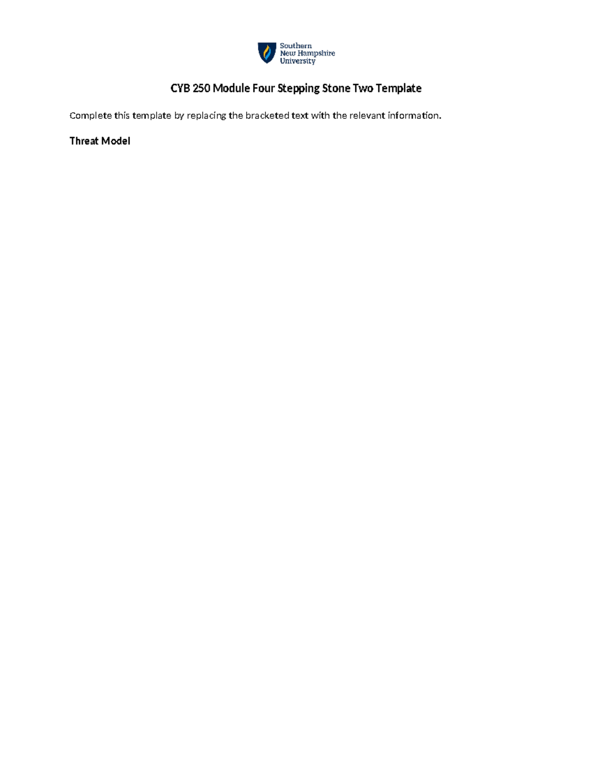 CYB 250 Module Four: Threat Model Analysis Template - Studocu