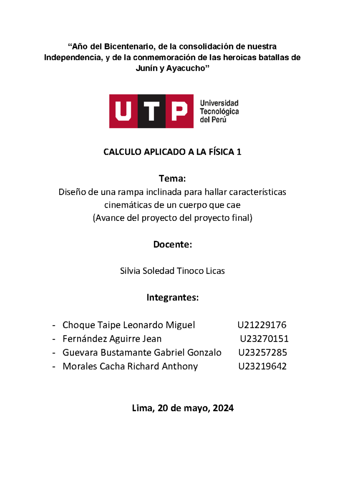 Avance del Proyecto Final: Diseño de Rampa para Estudio de MRUV ...