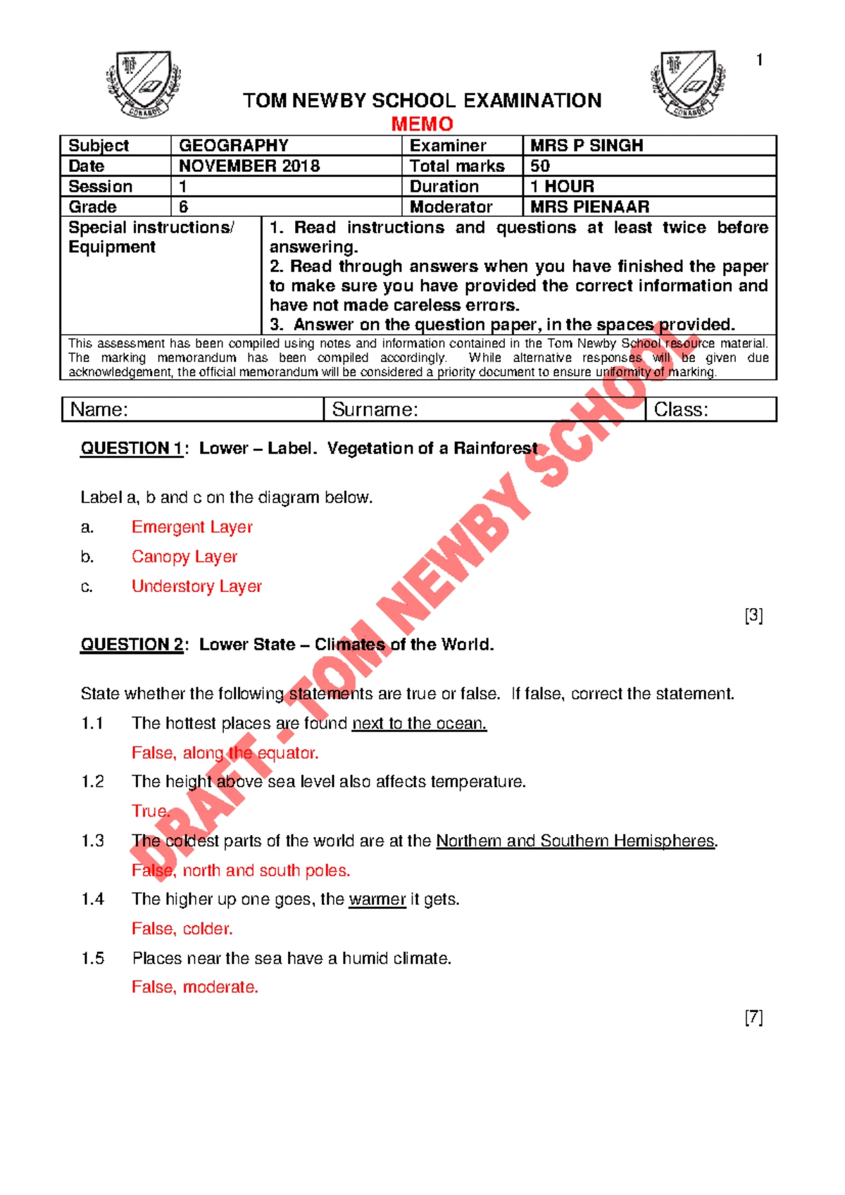 Grade 4 History Exam June 2022 - Comprehensive Test Paper - Studocu