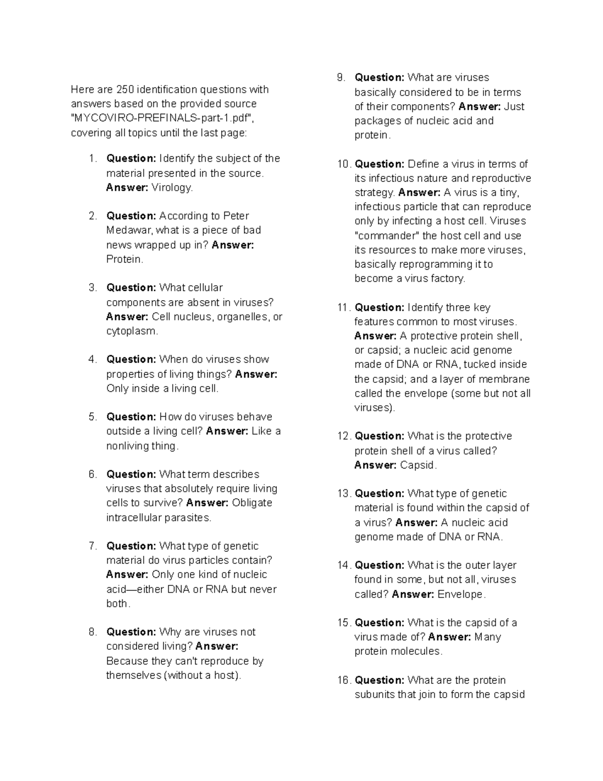 Myco 250 Identification Questions & Answers: Prefinal Exam Notes - Studocu
