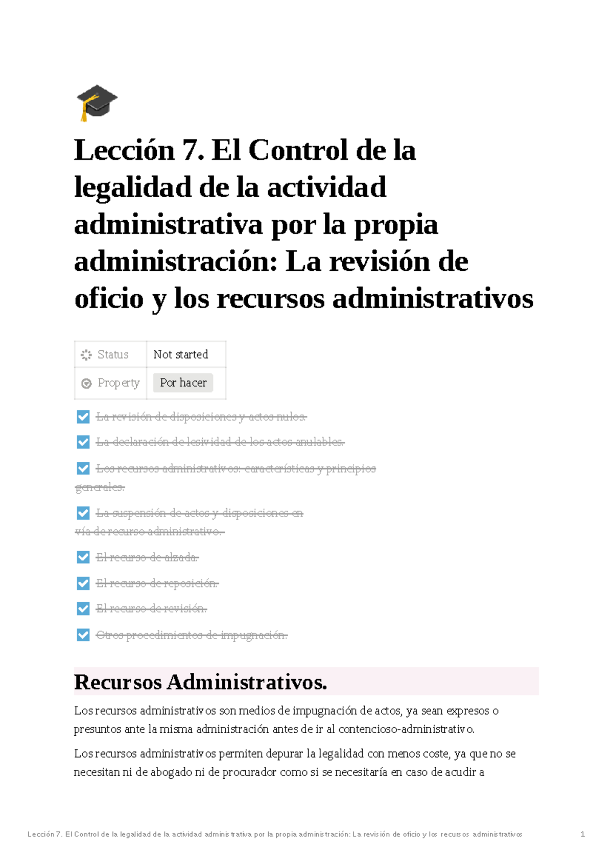 Lección 7 El Control de la legalidad de la actividad - 🎓 Lección 7. El ...