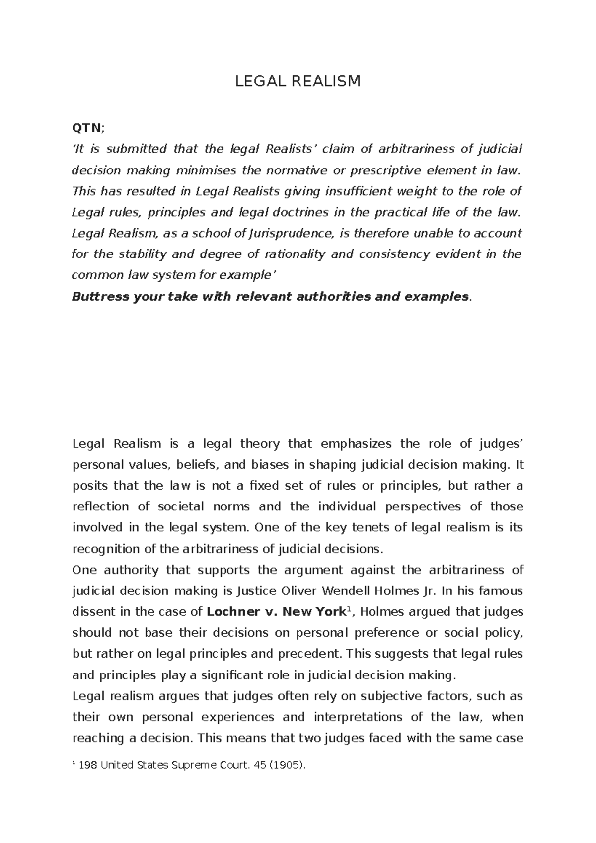 Legal Realism: Examining Its Impact on Normative Legal Principles - Studocu