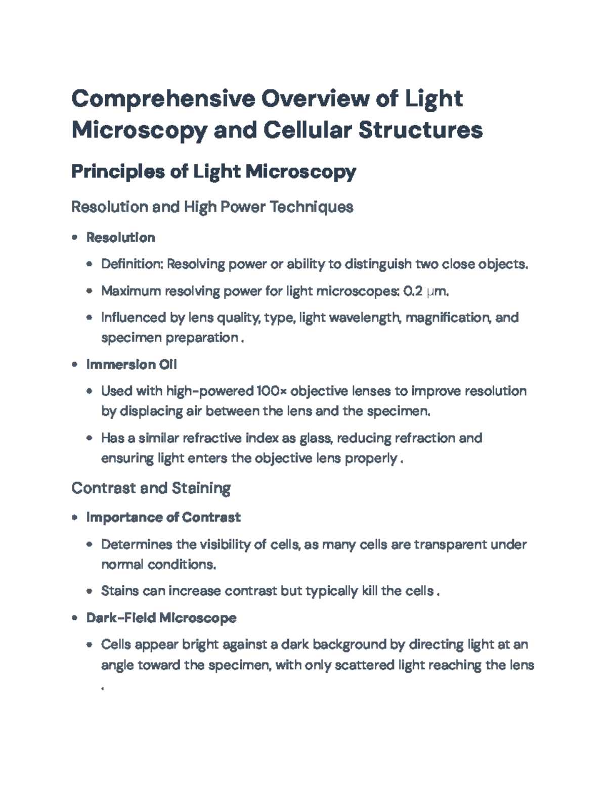 Comprehensive Guide to Light Microscopy & Cell Structures (BIO101 ...