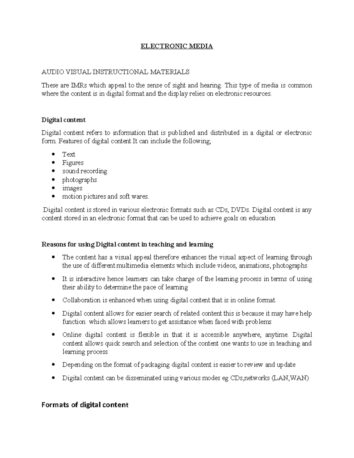 Electronic Media: Audio-Visual Instructional Materials (012550) - Studocu
