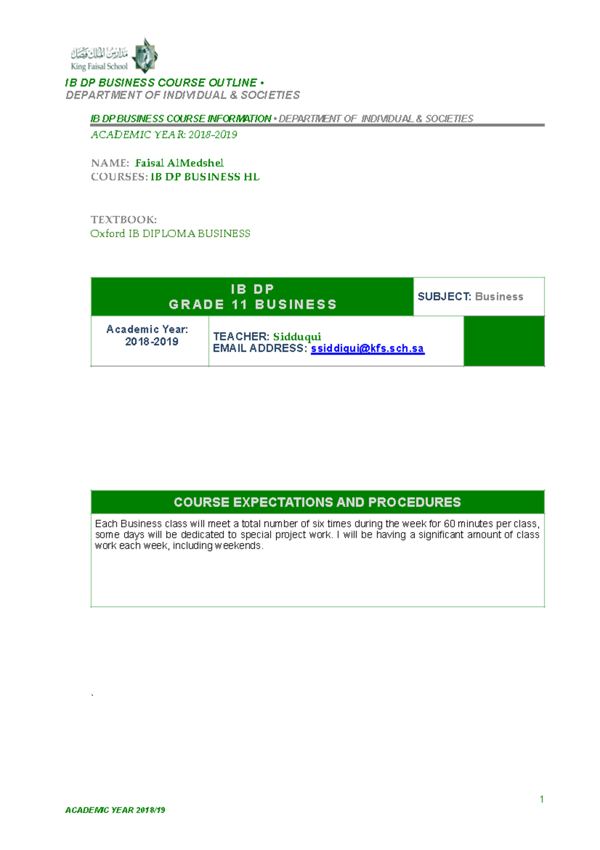 IB DP Business HL Course Outline & Summer Plan 2018-2019 - Studocu