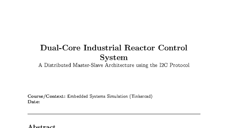 Industrial Reactor Control System: DCS Using I2C Protocol (Polytechnic ...