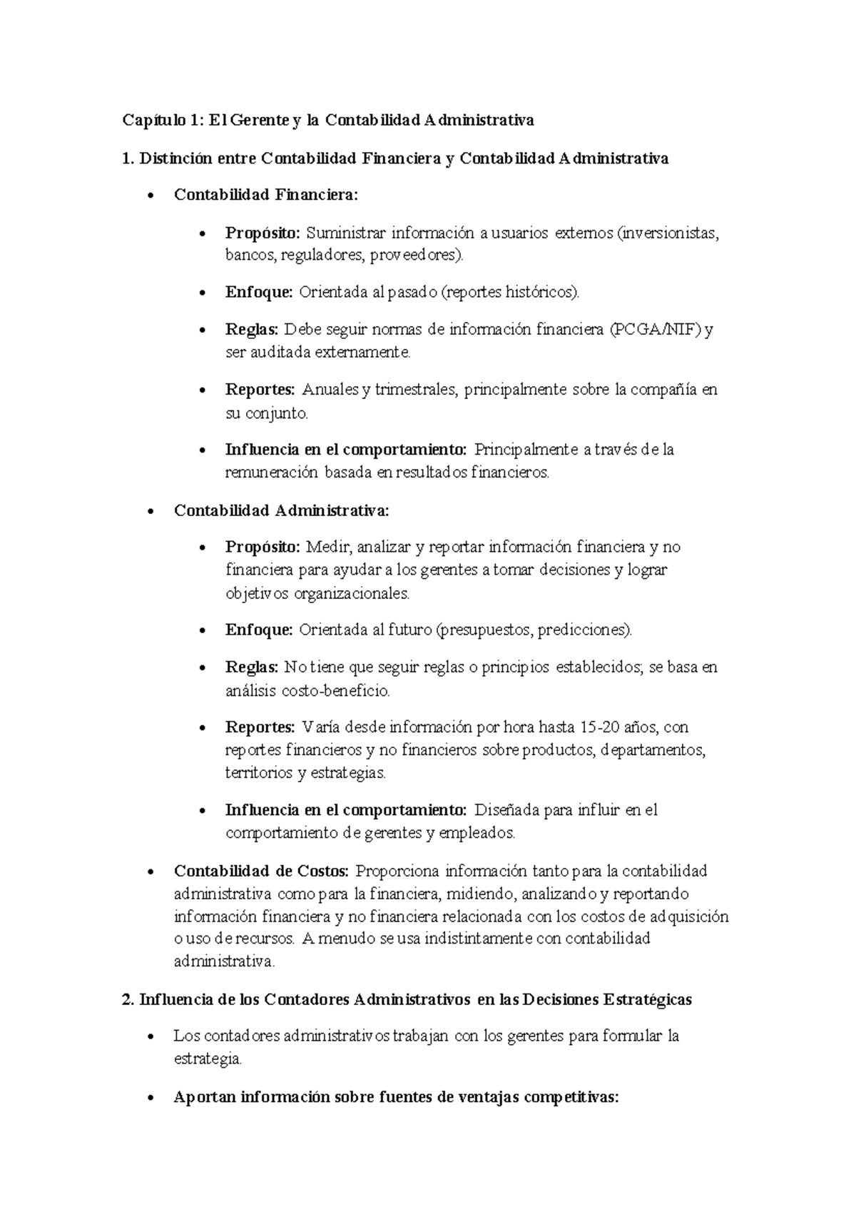 Resumen de Contabilidad de Costos - Capítulos 1 y 2 - Studocu