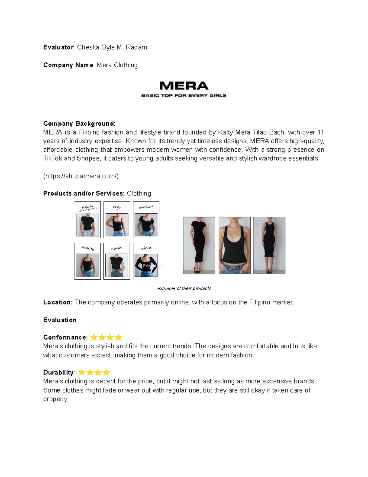 Opsman 101 Finals - Mera Clothing Evaluation Reviewer - Studocu