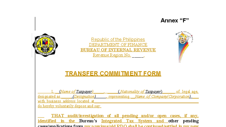 Transfer Commitment Form - RDO Change Request (11881 RMO04) - Studocu