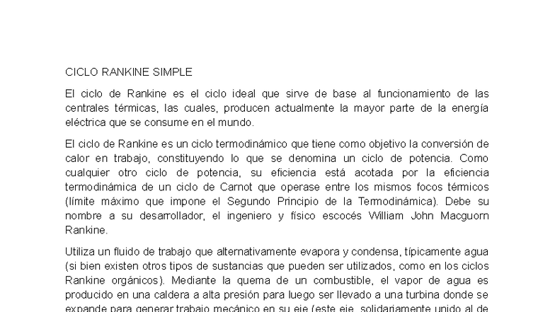 CICLO RANKINE SIMPLE Y RECALENTAMIENTO: Fundamentos y Aplicaciones ...