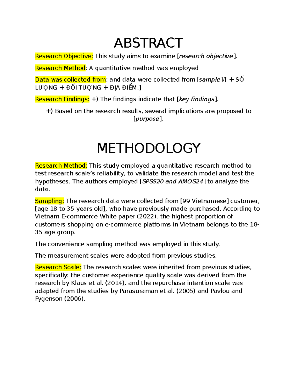 ABSTRACT & METHODOLOGY: Quantitative Research on Customer Experience ...