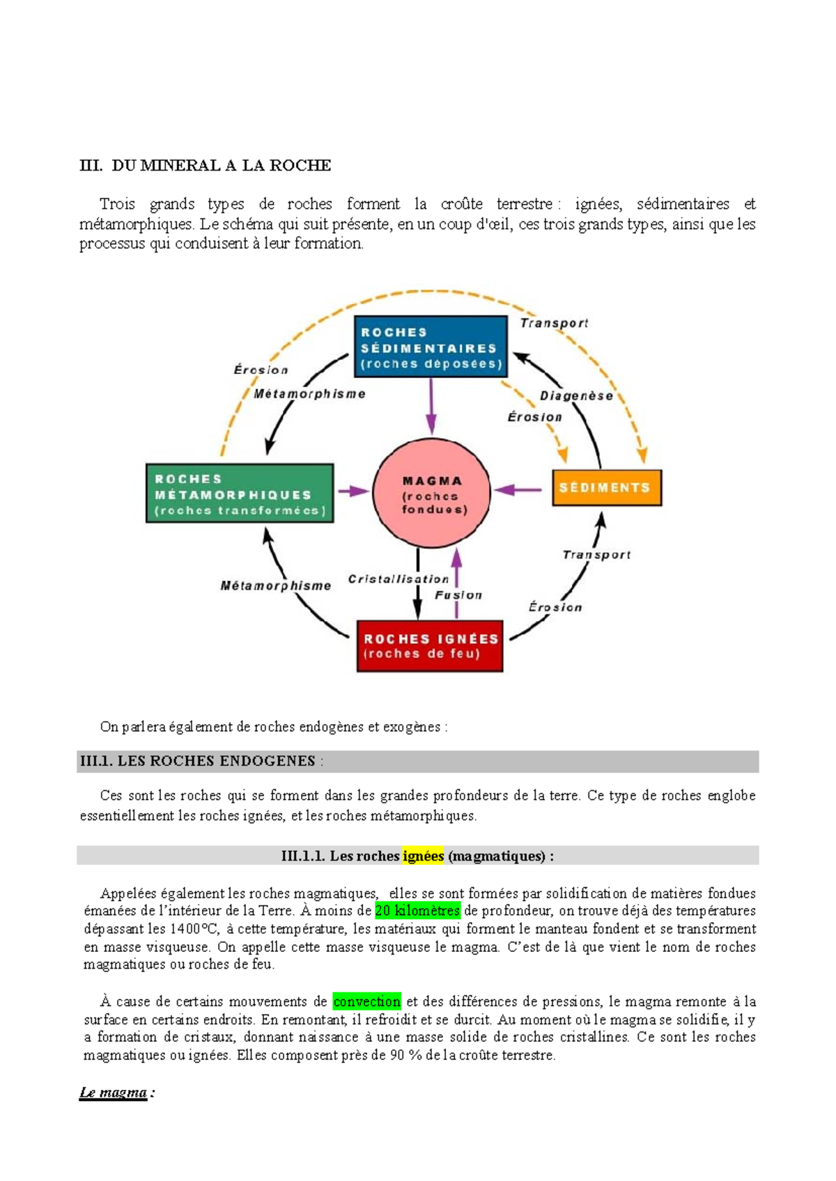 Roches et Minéraux: Typologie et Formation (Cours de Géologie) - Studocu