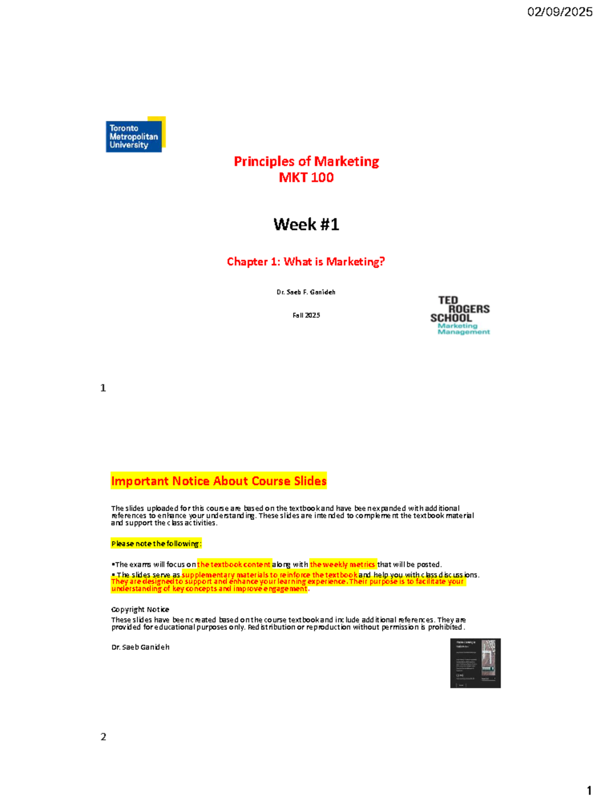 Principles of Marketing MKT 100 Week 1: Understanding Marketing ...