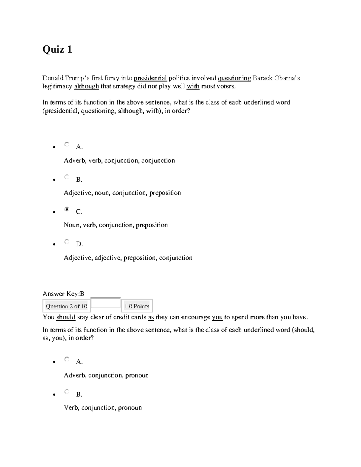 Fall 2021 Writing Quiz Questions and Answer Keys - Studocu