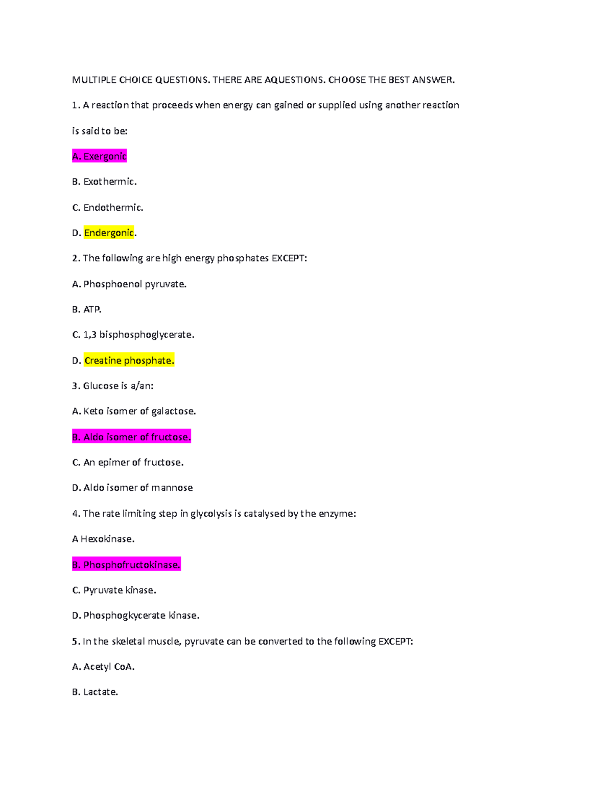 Test 2 solutions - Good - ####### MULTIPLE CHOICE QUESTIONS. THERE ARE ...