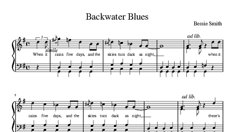 Backwater Blues Analysis: Bessie Smith's Struggles in Lyrics - Studocu