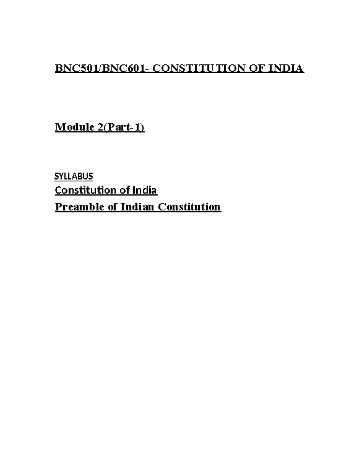 BNC501/BNC601 - M1 (Part-1) - Preamble and Features of Indian ...