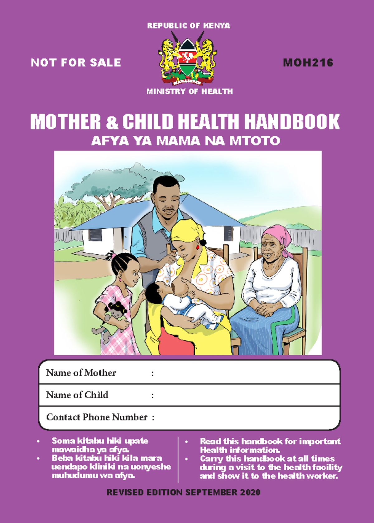 Mother and Child Health Handbook MOH Revised Edition September 2020 ...