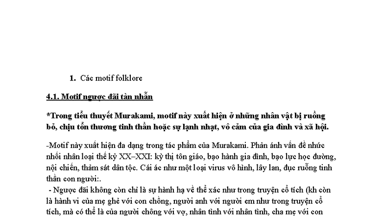 Đề cương thuyết trình: Motif Folklore trong tác phẩm của Haruki ...