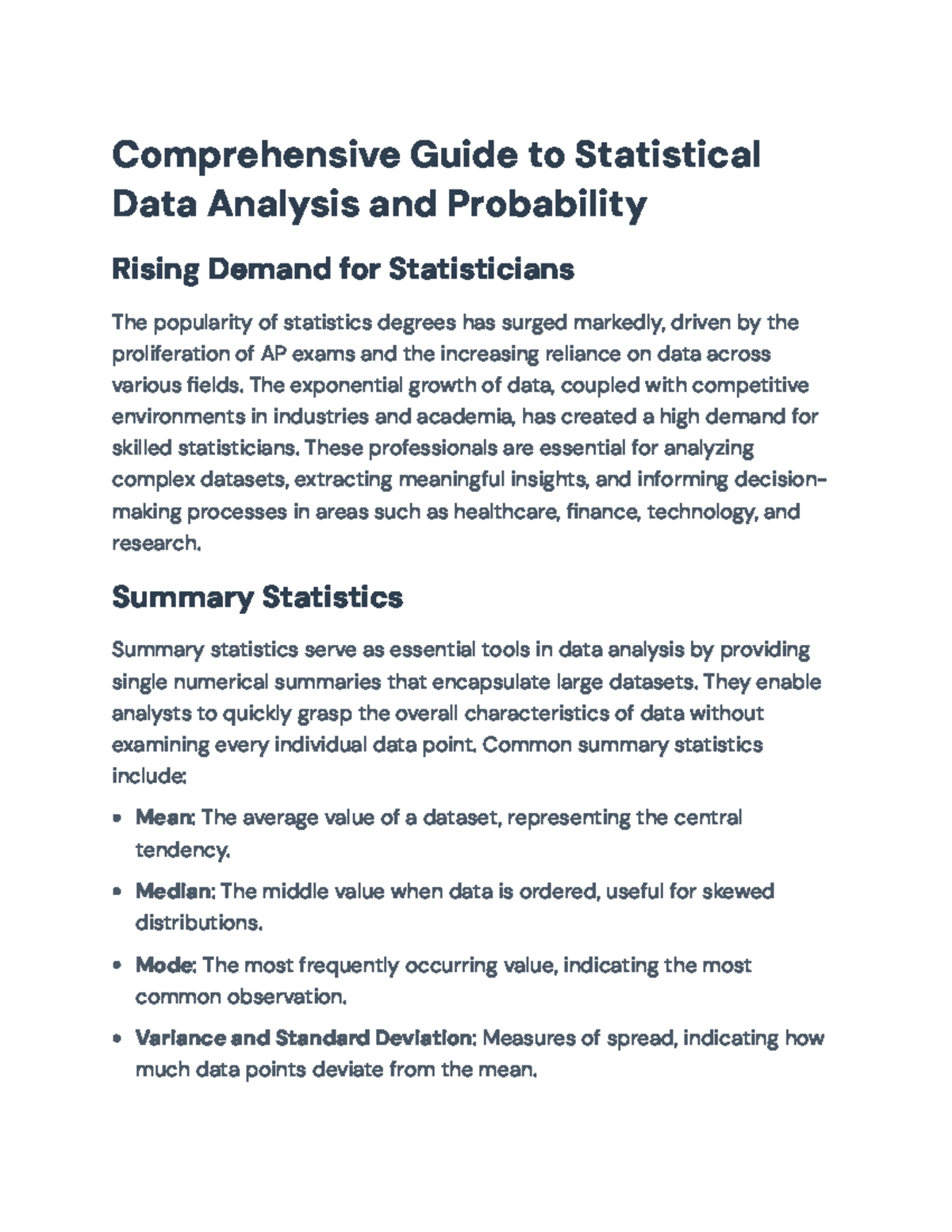 Statistical Data Analysis & Probability Fundamentals Guide - Studocu