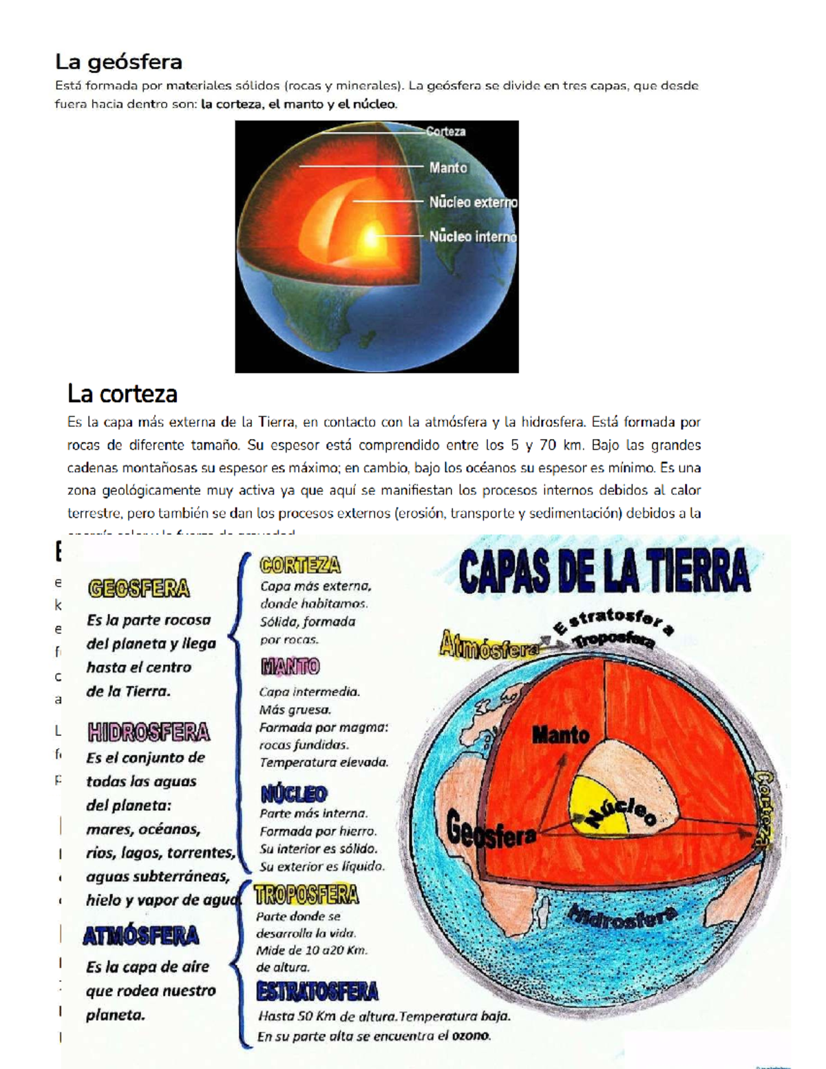 Capas de la Tierra: Geósfera y sus Componentes - Secuencia Didáctica ...