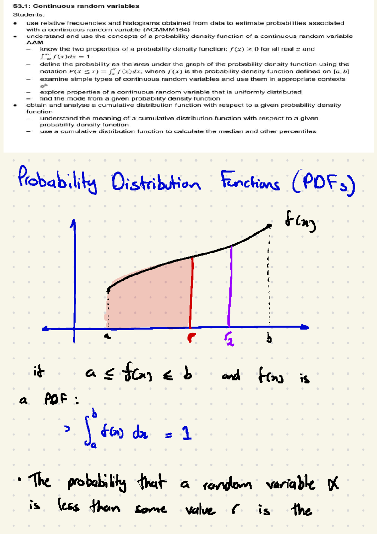 S3.1: Understanding Continuous Random Variables - PDF & CDF - Studocu
