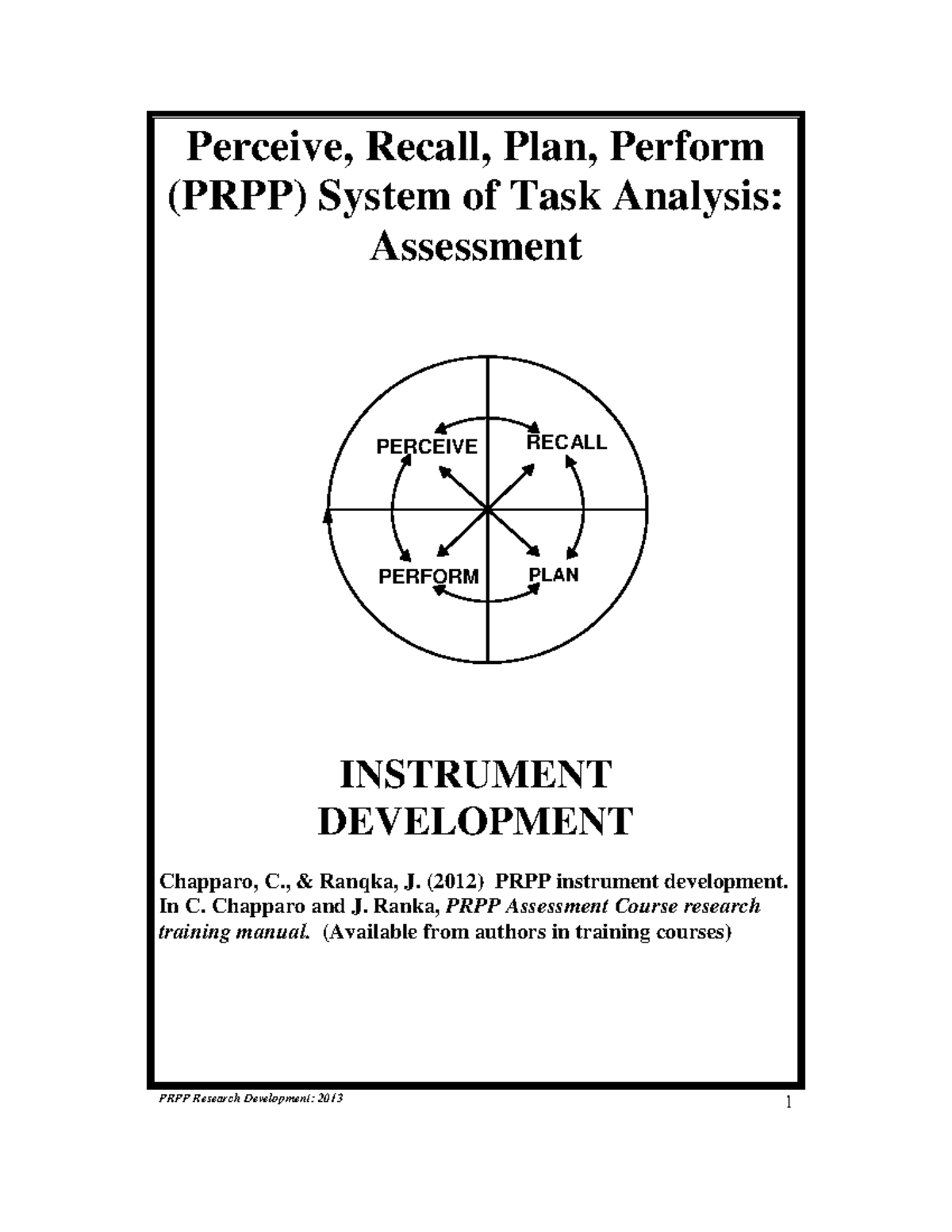 PRPP System of Task Analysis: Instrument Development & Research ...