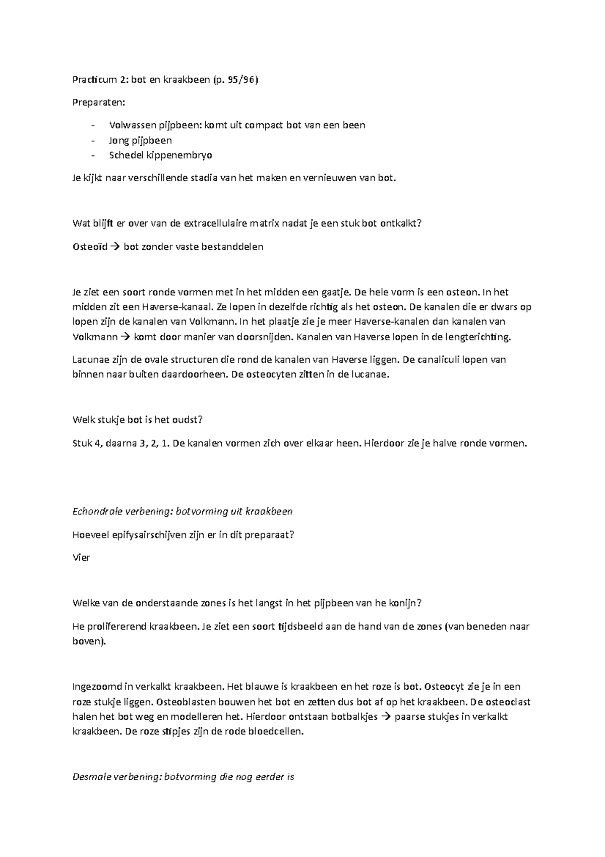 Practicum 2: Bot en Kraakbeen Anatomie en Verbening Mechanismen ...