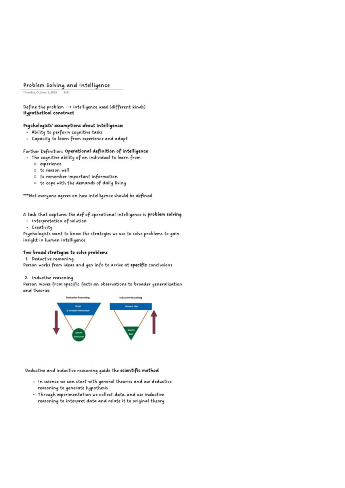 Psych 101: Problem Solving & Intelligence Overview - Studocu