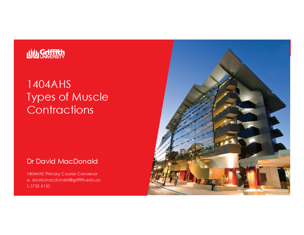 1404AHS Overview of Muscle Contractions and Their Applications - Studocu