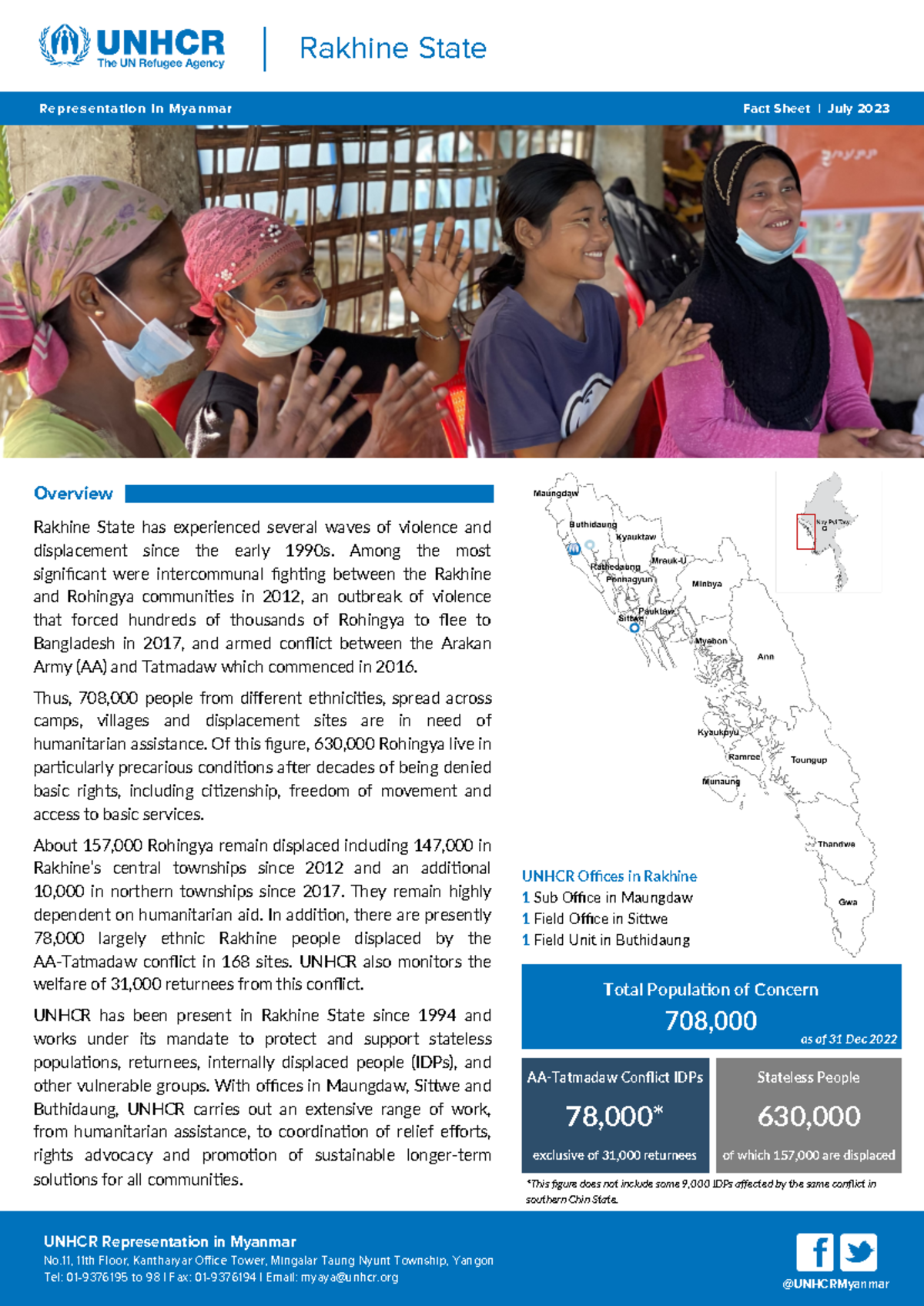UNHCR Fact Sheet: Humanitarian Crisis in Rakhine State - July 2023 ...