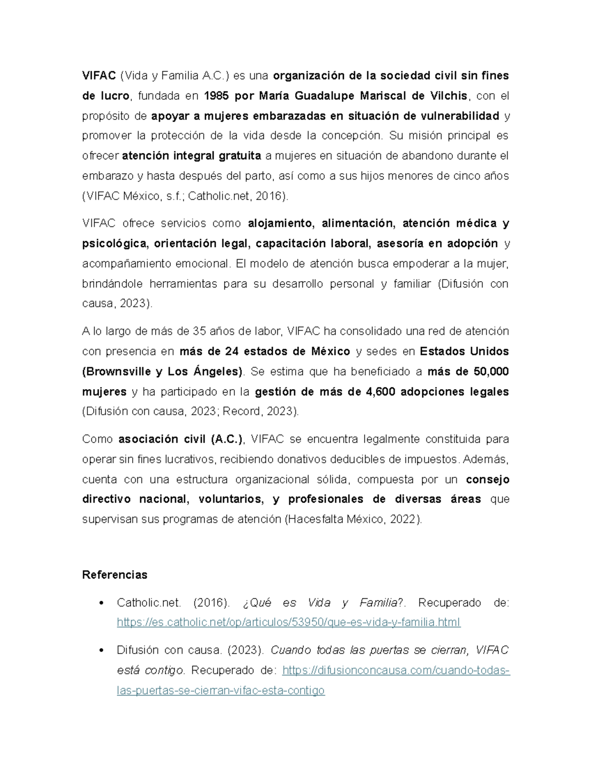 VIFAC: Apoyo Integral a Mujeres Embarazadas en Vulnerabilidad - Studocu