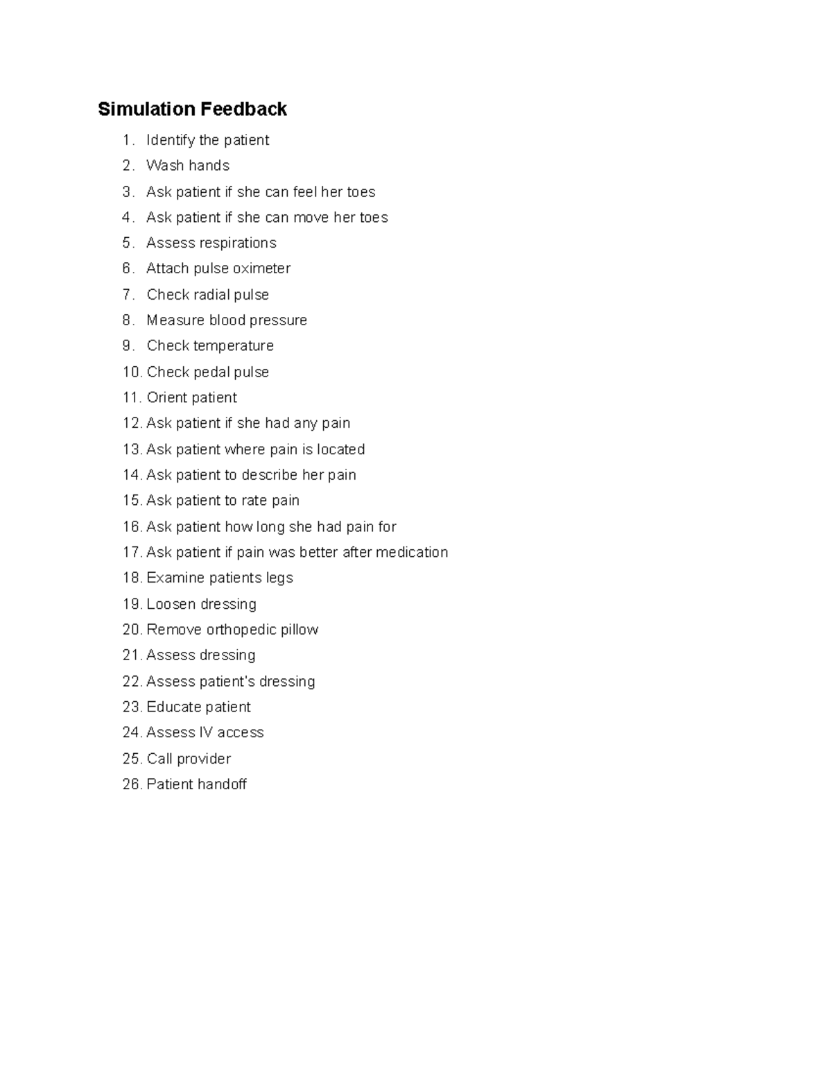 Marilyn Hughes vSIM Patient Care Feedback and SBAR Summary - Studocu