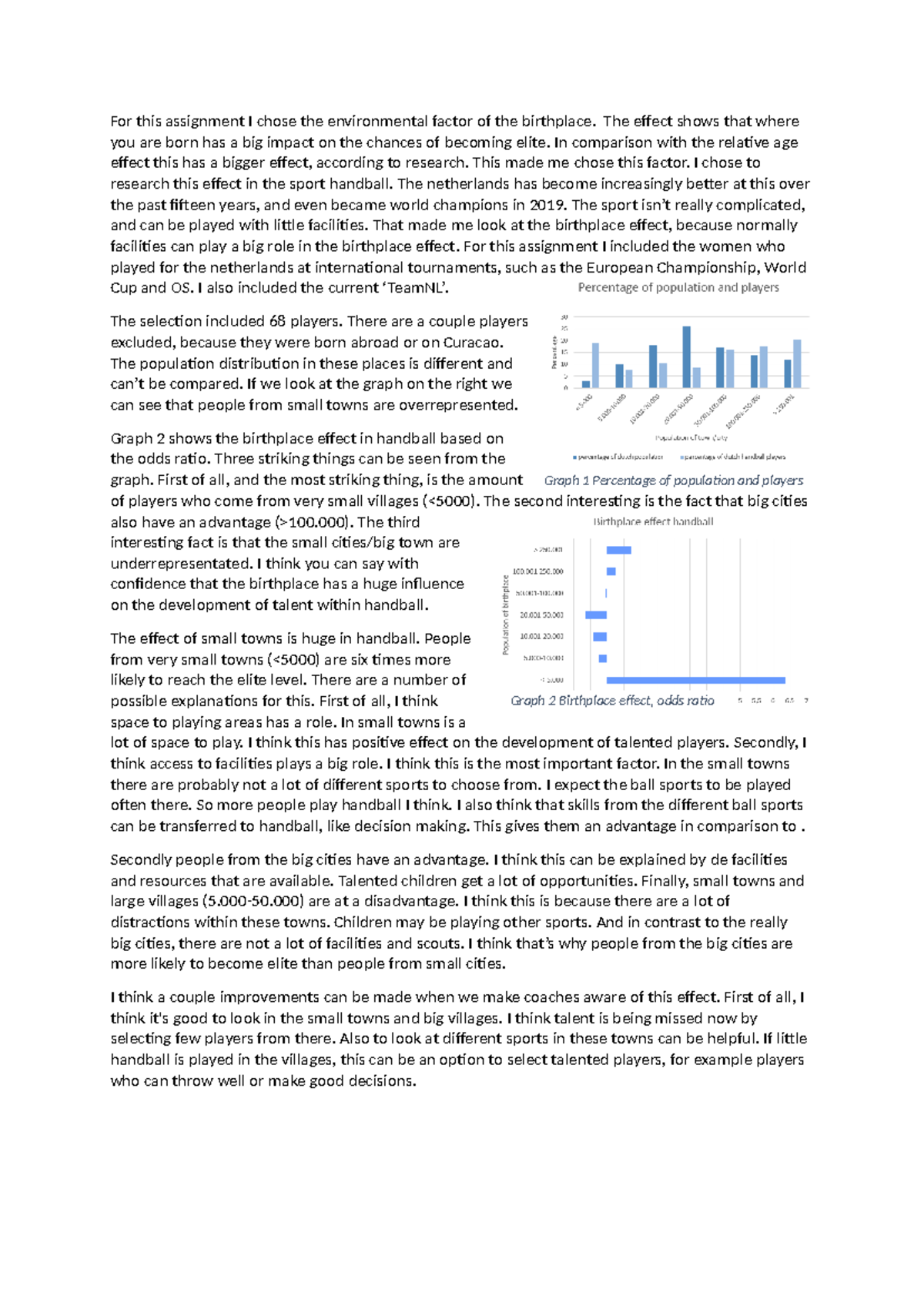 Assignment II: The Birthplace Effect on Handball Talent Development ...